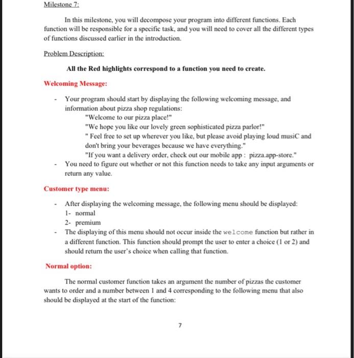 Solved Milestone 7: In this milestone, you will decompose | Chegg.com