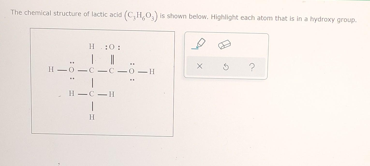 Solved The Chemical structure of Lactic Acid (C3H6O3) is | Chegg.com