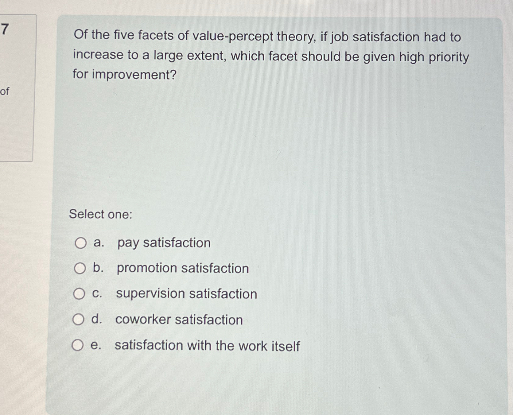 Solved Of the five facets of value-percept theory, if job | Chegg.com