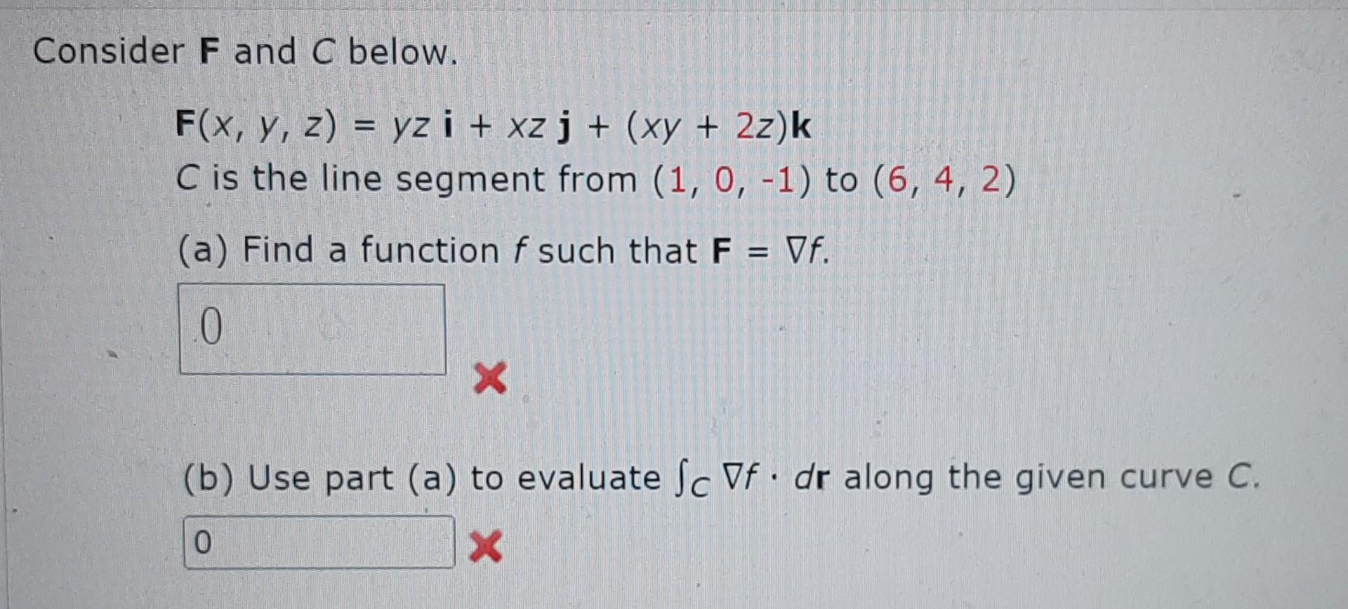 Solved Consider F and C below. F(x,y,z)=yzi+xzj+(xy+2z)k C | Chegg.com