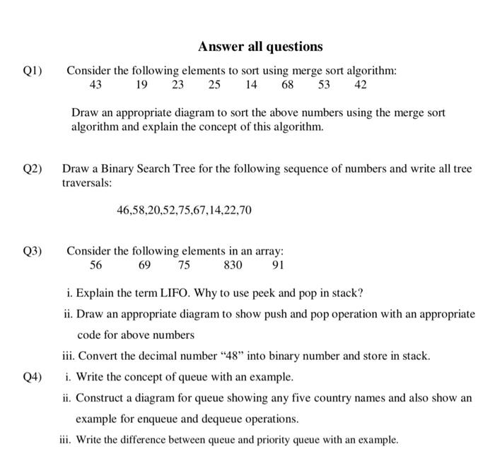 Solved Answer all questions Consider the following elements | Chegg.com