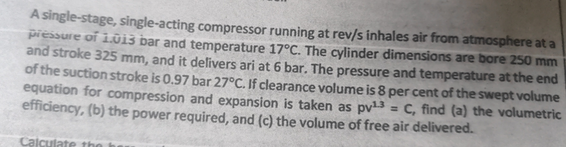 Solved A single-stage, single-acting compressor running at | Chegg.com