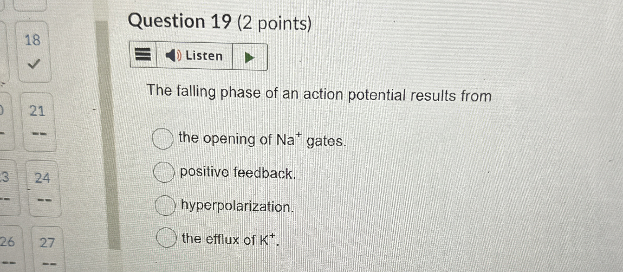 Solved Question 19 (2 ﻿points)18The falling phase of an | Chegg.com
