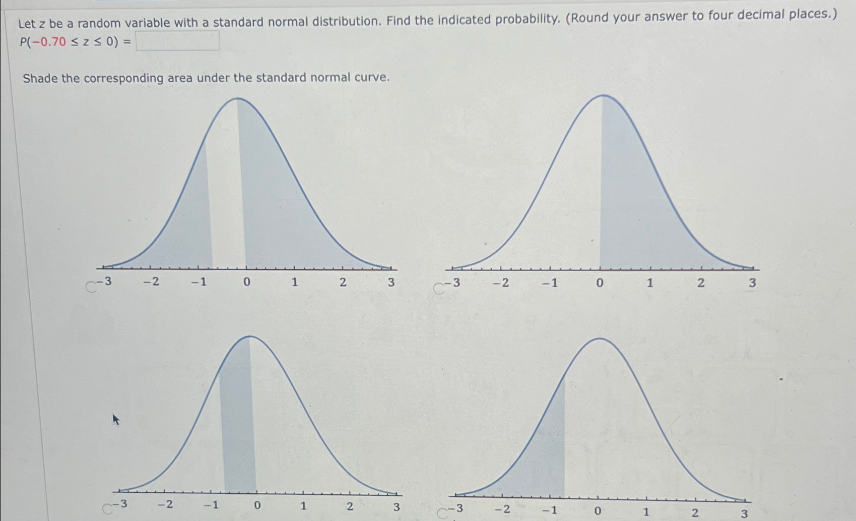 Solved Let z ﻿be a random variable with a standard normal | Chegg.com