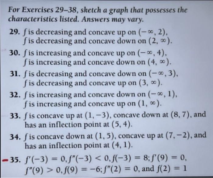 Solved For Exercises 29-38, sketch a graph that possesses | Chegg.com