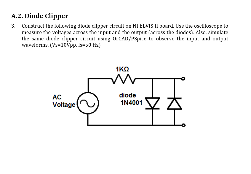 Solved A.2. ﻿Diode Clipper3. ﻿Construct the following diode | Chegg.com