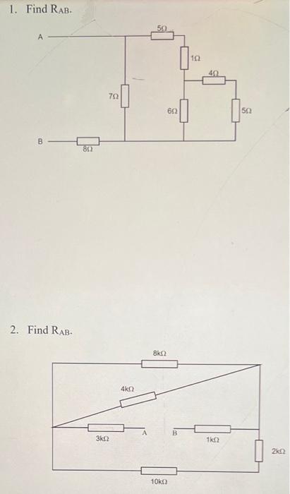 Solved 1. Find RAB. 2. Find RAB. | Chegg.com