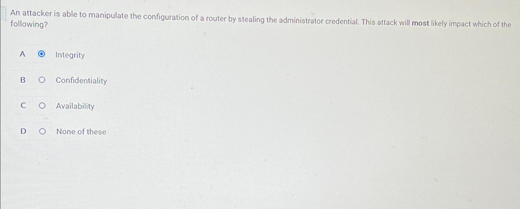 Solved An attacker is able to manipulate the configuration | Chegg.com