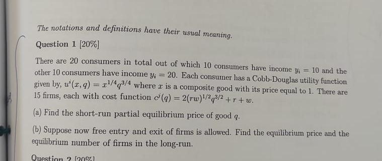 Solved The notations and definitions have their usual | Chegg.com