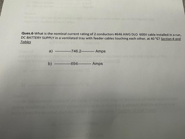 Ques.6-What is the nominal current rating of 2 | Chegg.com
