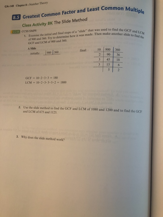 Solved CA-148 Chapter 8 - Number Theory Common Multiple 8.5 | Chegg.com