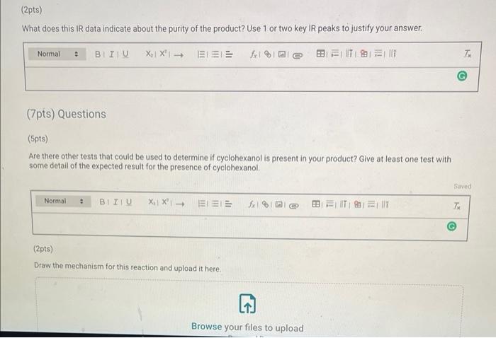 Solved IR Spectrum for Product ObtainedReport Table D0.2:IR | Chegg.com