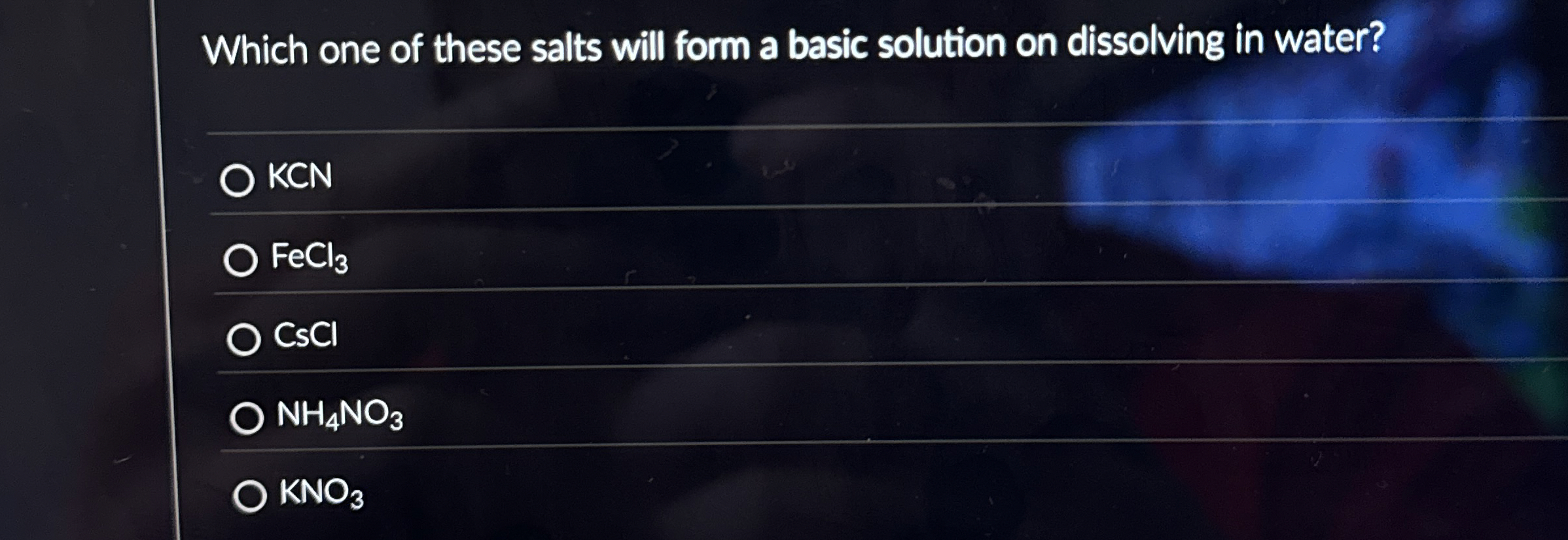 Solved Which one of these salts will form a basic solution | Chegg.com