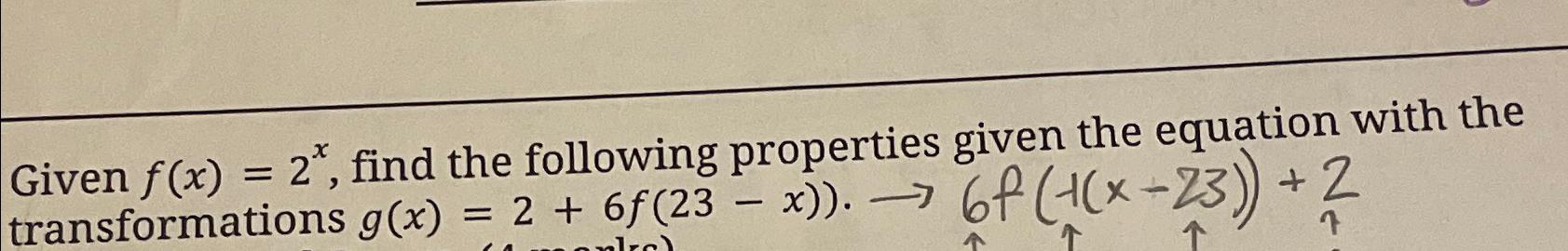 Solved Given f(x)=2x, ﻿find the following properties given | Chegg.com