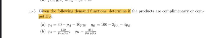 Solved 1-5. Given the following demand functions, determine | Chegg.com