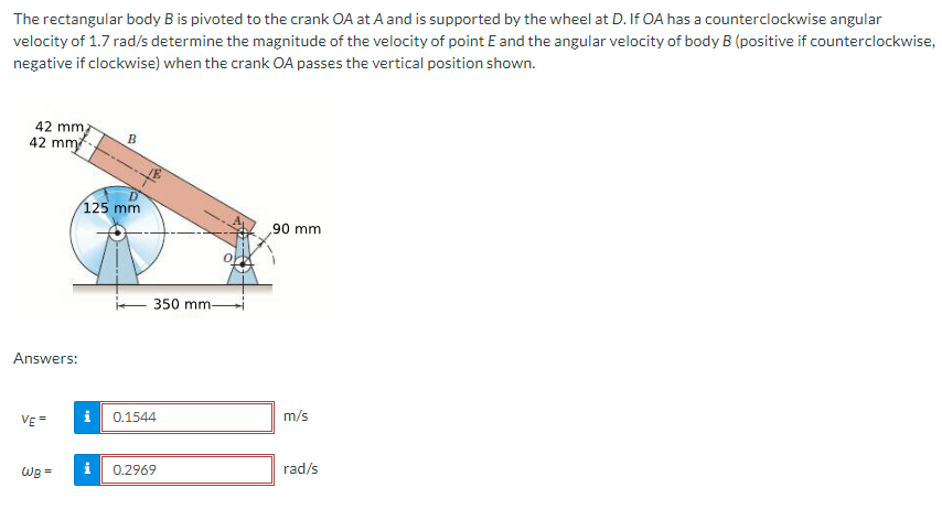 Solved The rectangular body B ﻿is pivoted to the crank OA | Chegg.com