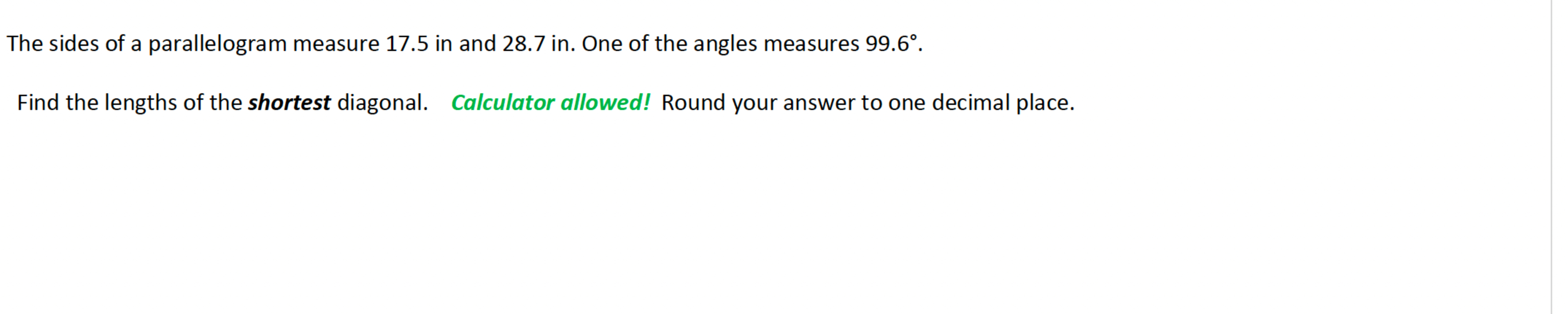 Solved The sides of a parallelogram measure 17.5 ﻿in and | Chegg.com