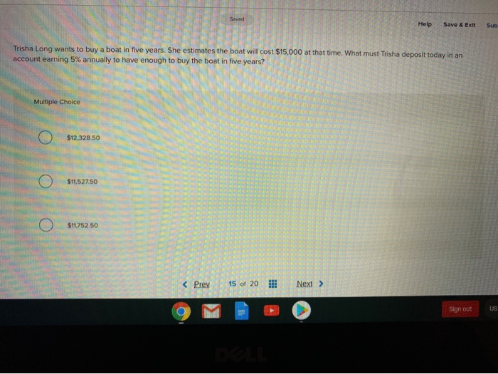 Solved Saved Help Save & Exit Sub today in an Trisha Long | Chegg.com