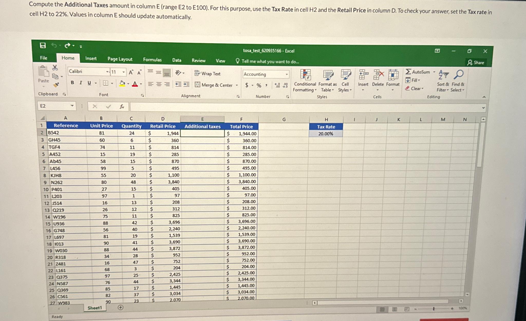Solved Compute the Additional Taxes amount in column E | Chegg.com