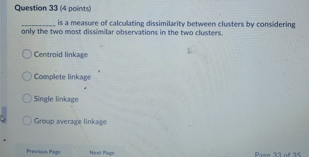 Solved Question 33 (4 points) is a measure of calculating | Chegg.com