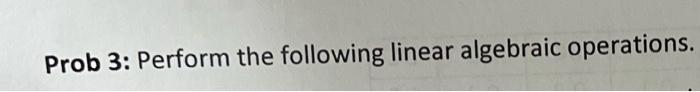 Solved Prob 3: Perform the following linear algebraic | Chegg.com