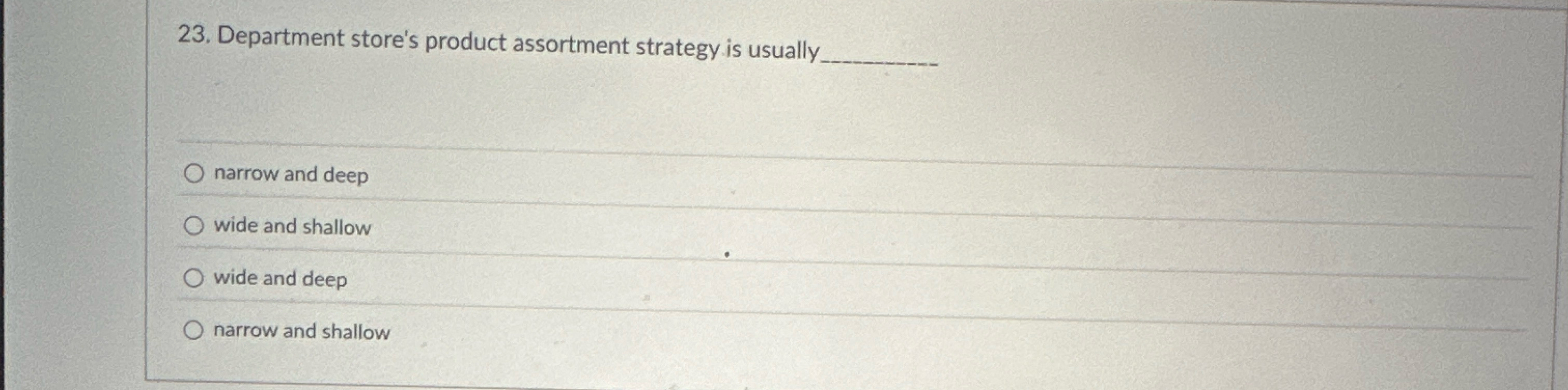Solved Department store's product assortment strategy is | Chegg.com