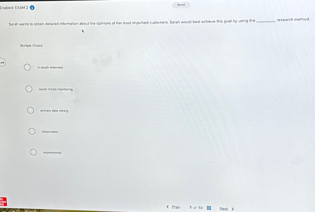 Solved Enabled: EXAM 2 (i)Sarah wants to obtain detailed | Chegg.com