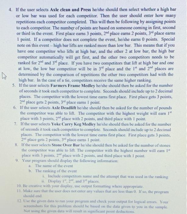 Solved 2. Menus, Decisions, and Validation In assignment 3 | Chegg.com