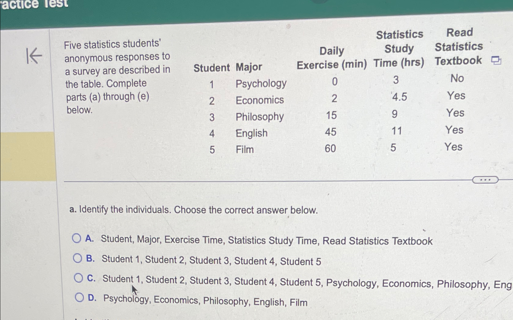Solved \table[[\table[[Five statistics students'],[anonymous | Chegg.com