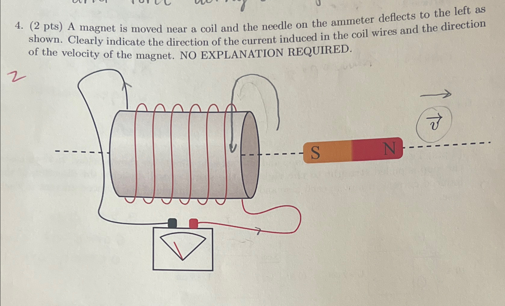 Solved (2 ﻿pts) ﻿A magnet is moved near a coil and the | Chegg.com