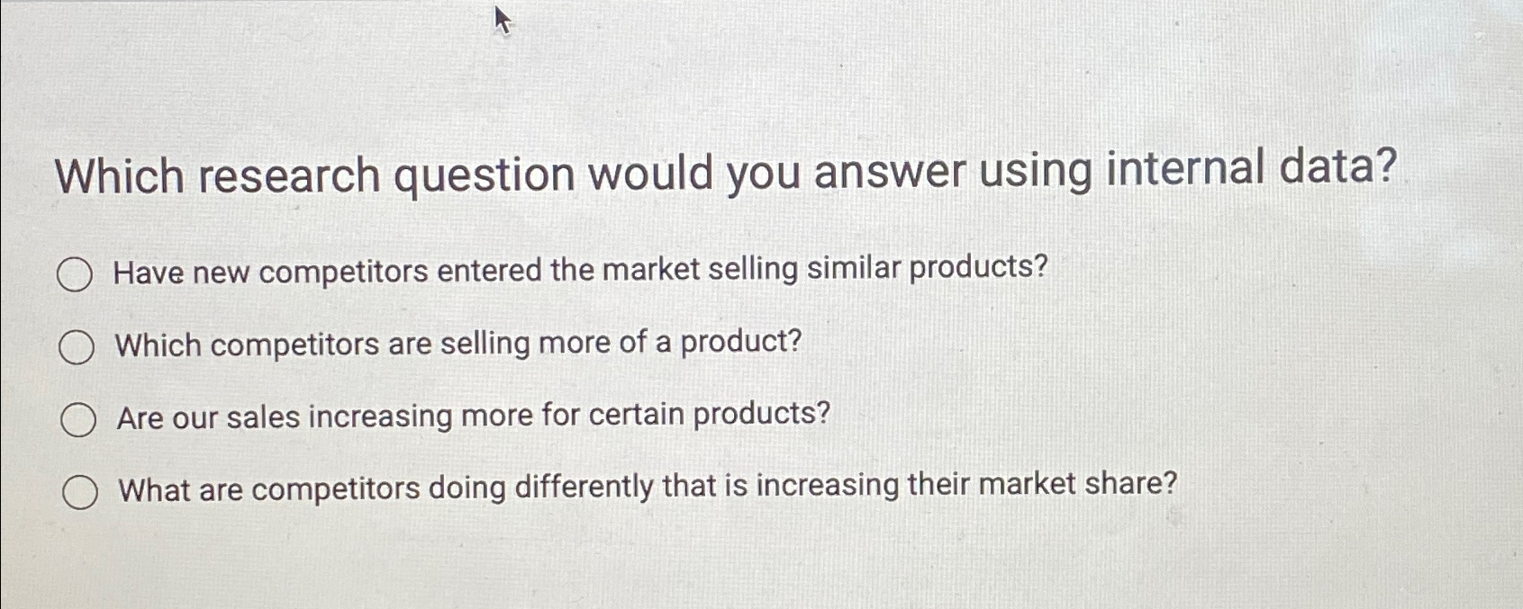 Solved Which research question would you answer using | Chegg.com