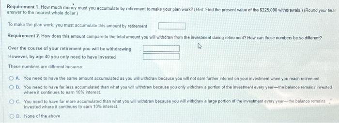 Solved Requirements 1. How much money must you accumulate by | Chegg.com