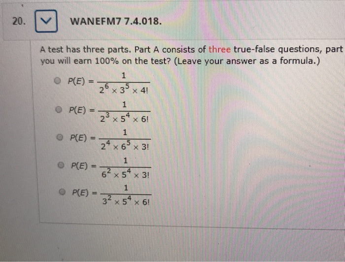 Solved A test has three parts. Part A consists of three | Chegg.com