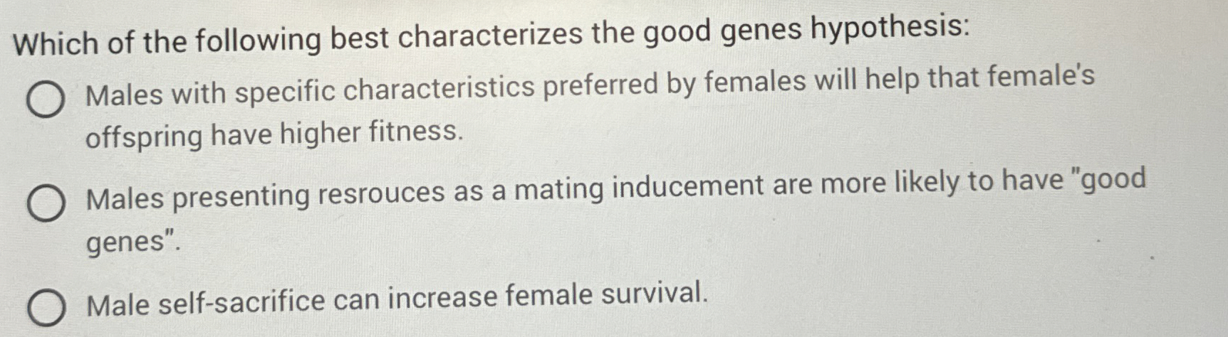 Solved Which of the following best characterizes the good | Chegg.com