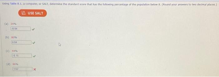 Solved Using Table 8.1, a computer, or SALT, determine the | Chegg.com