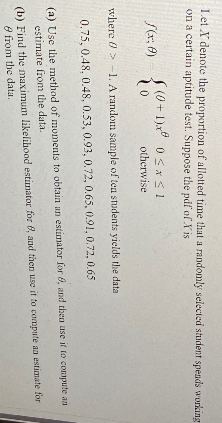 Solved Let x ﻿denote the proportion of allotted time that a | Chegg.com