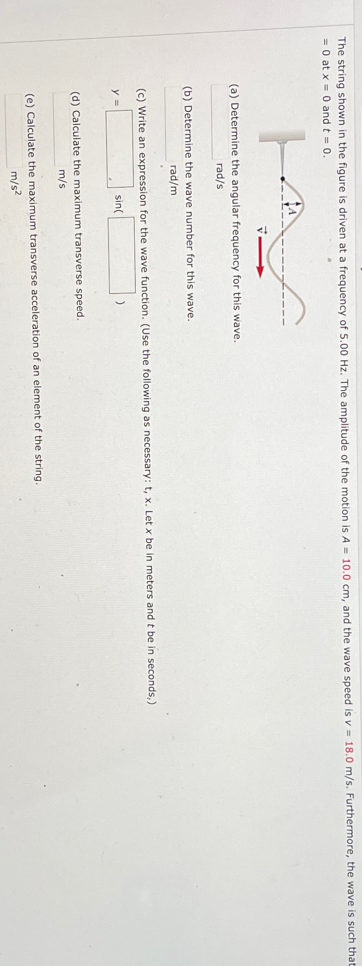 The string shown in the figure is driven at a | Chegg.com