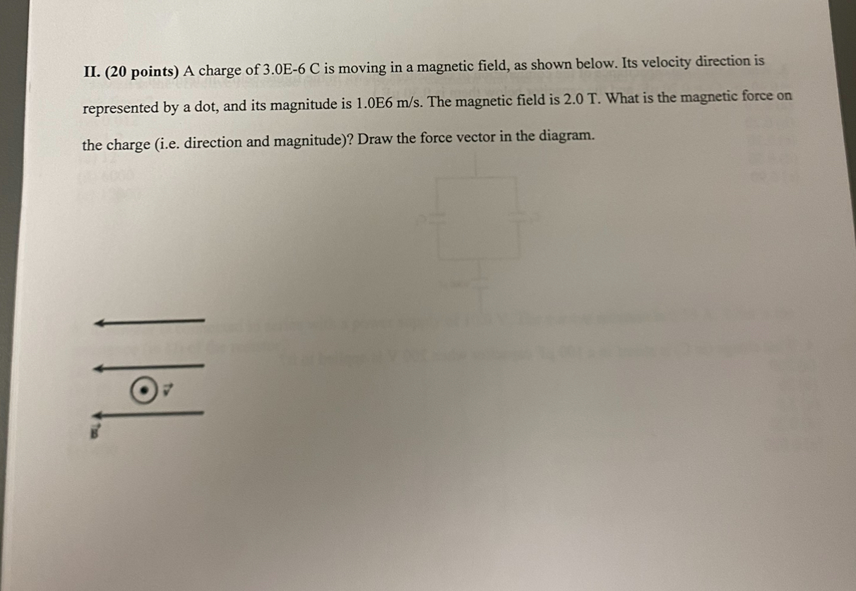 Solved A charge of 3.0E-6 ﻿C is moving in a magnetic field, | Chegg.com