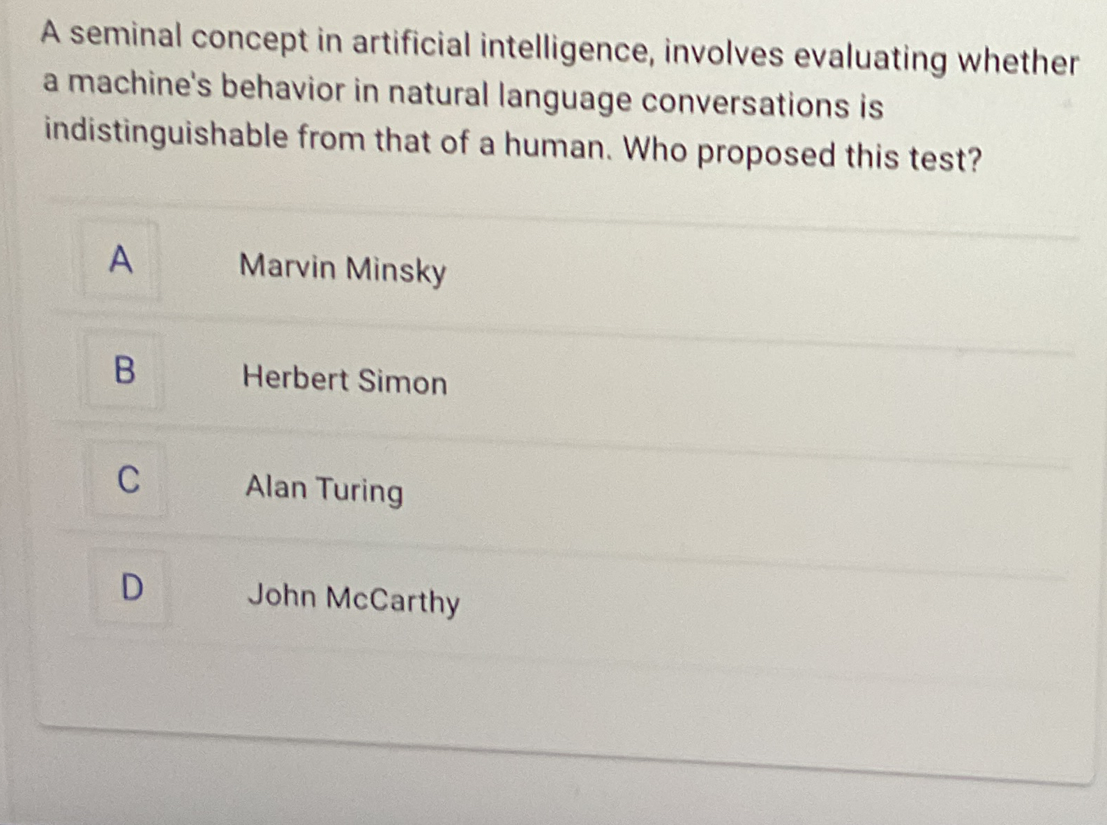 Solved A seminal concept in artificial intelligence, | Chegg.com