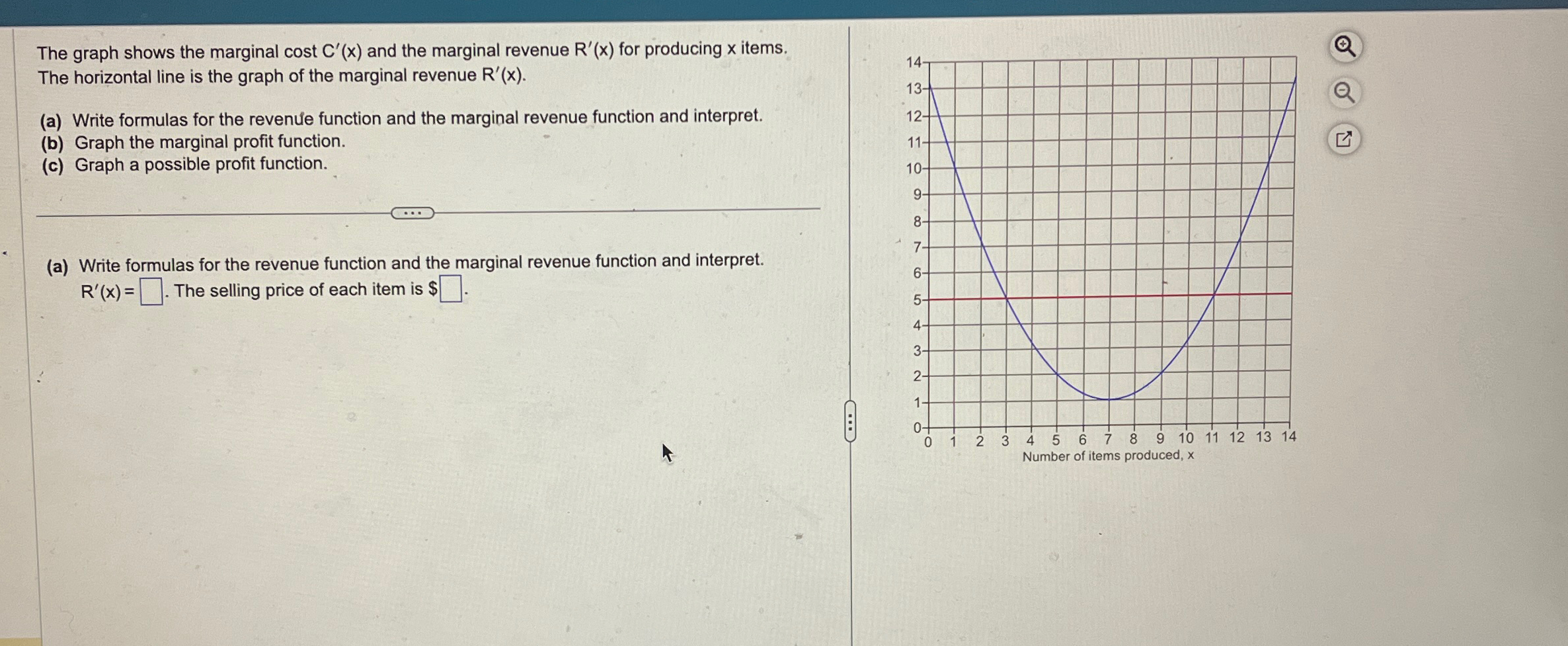 Solved The graph shows the marginal cost C'(x) ﻿and the | Chegg.com