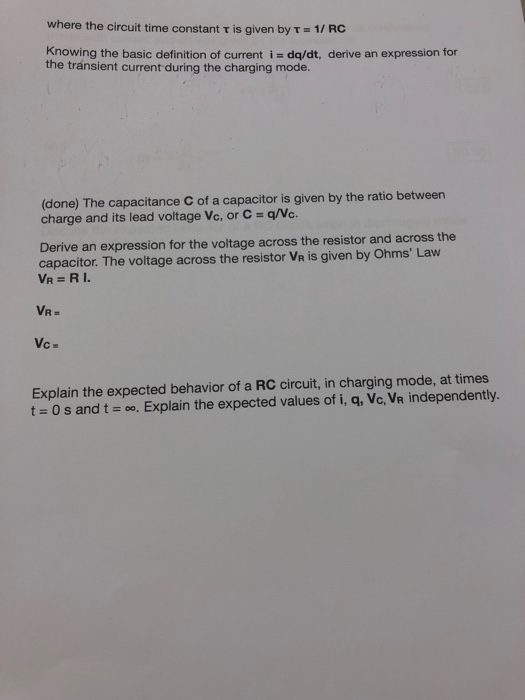 Solved Time Constant of a RC Circuit Objective: In this lab, | Chegg.com