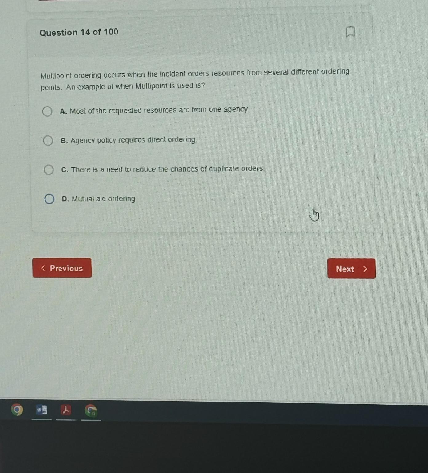 Solved Question 14 ﻿of 100Multipoint ordering occurs when | Chegg.com