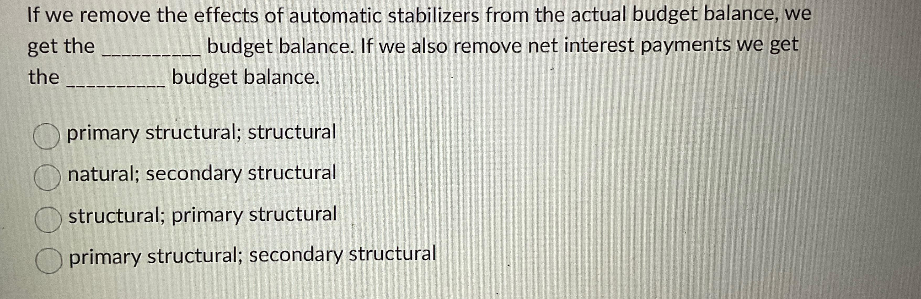 Solved If we remove the effects of automatic stabilizers | Chegg.com