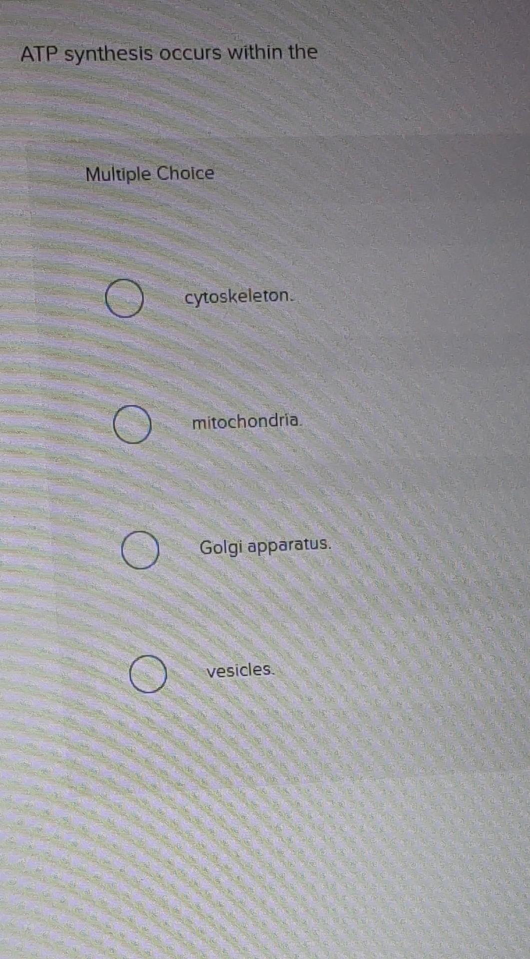 Solved ATP synthesis occurs within the Multiple Choice | Chegg.com