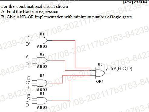 Solved For the combinational circuit shown A. Find the | Chegg.com
