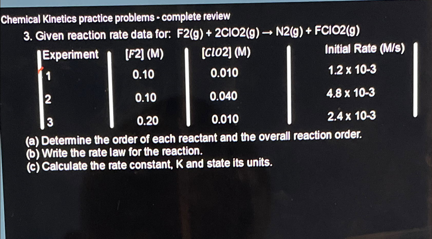 Solved Chemical Kinetics practice problems - ﻿complete | Chegg.com