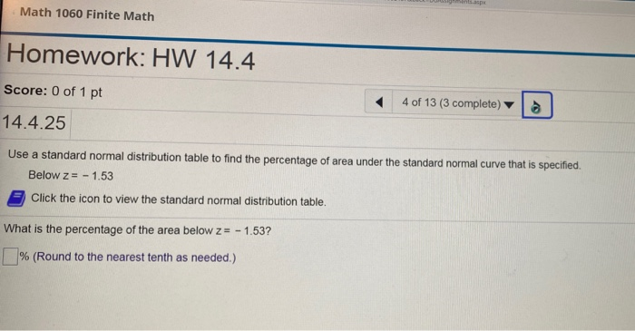 Solved Math 1060 Finite Math Homework: HW 14.4 Score: 0 of 1 | Chegg.com