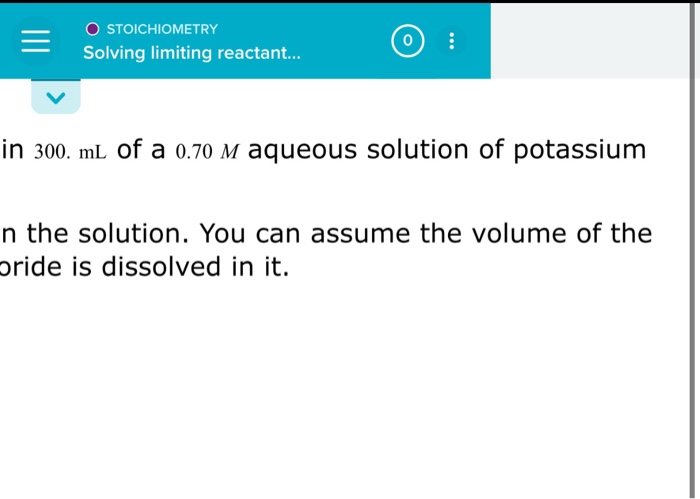 Solved O STOICHIOMETRY Solving limiting reactant... o | Chegg.com