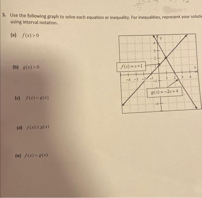 Solved V 3. Use the following graph to solve each equation | Chegg.com