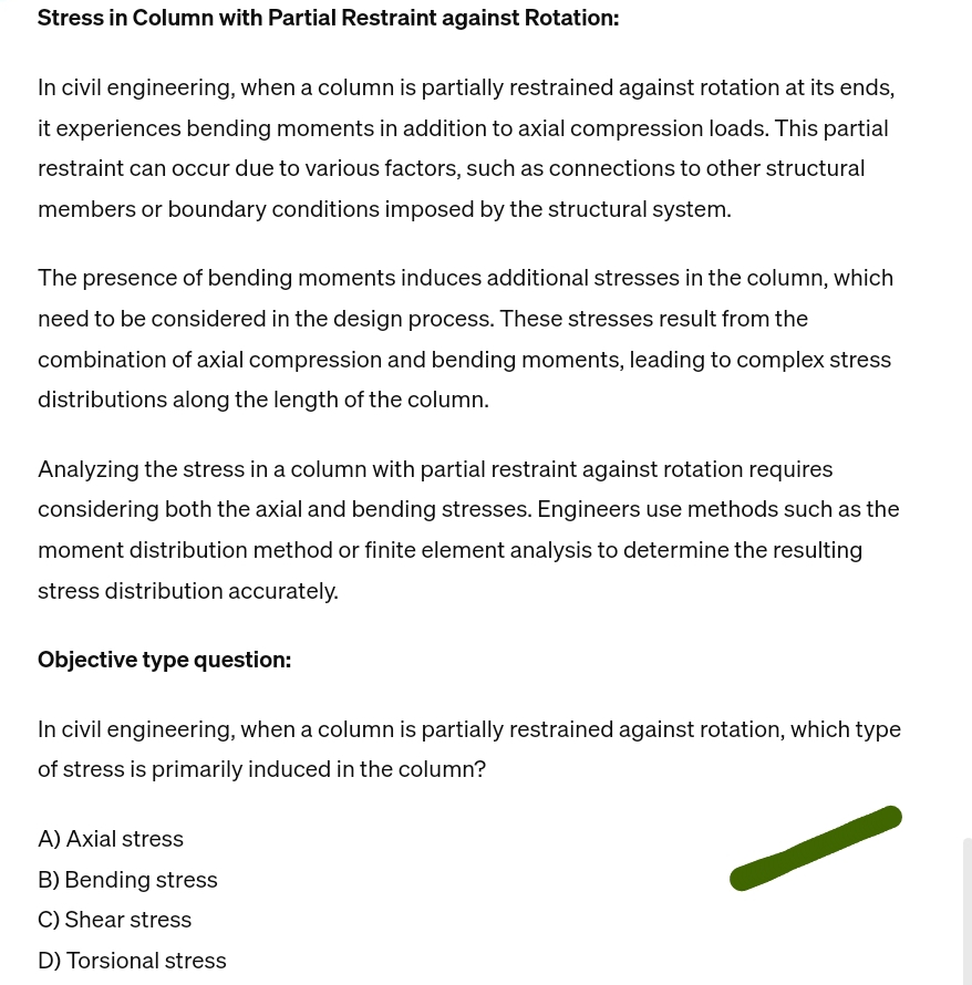 Solved Stress in Column with Partial Restraint against | Chegg.com